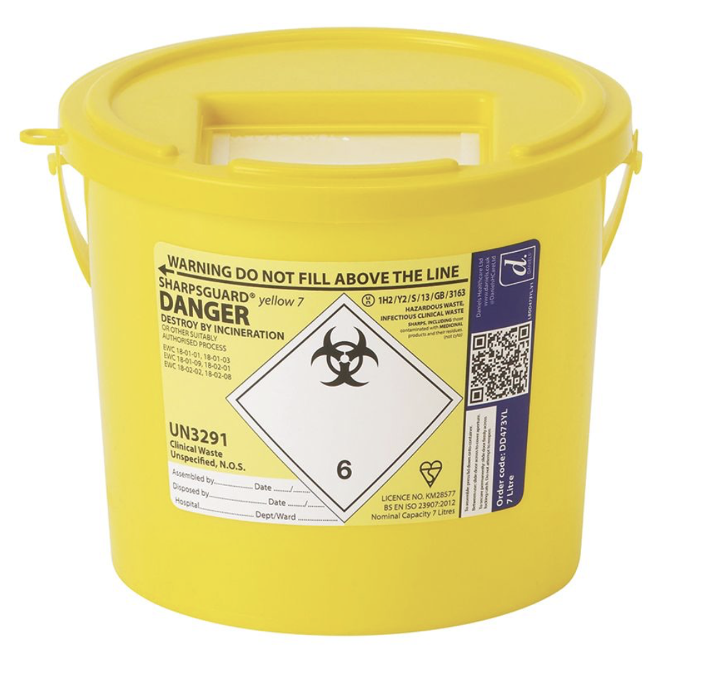 Daniels Sharpsguard Yellow Sharps Bins – 0.5L to 22L | UK Lab Waste ...